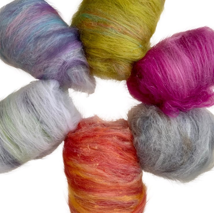 Hand blended mini fibre batts. Get a surprise c... - Folksy