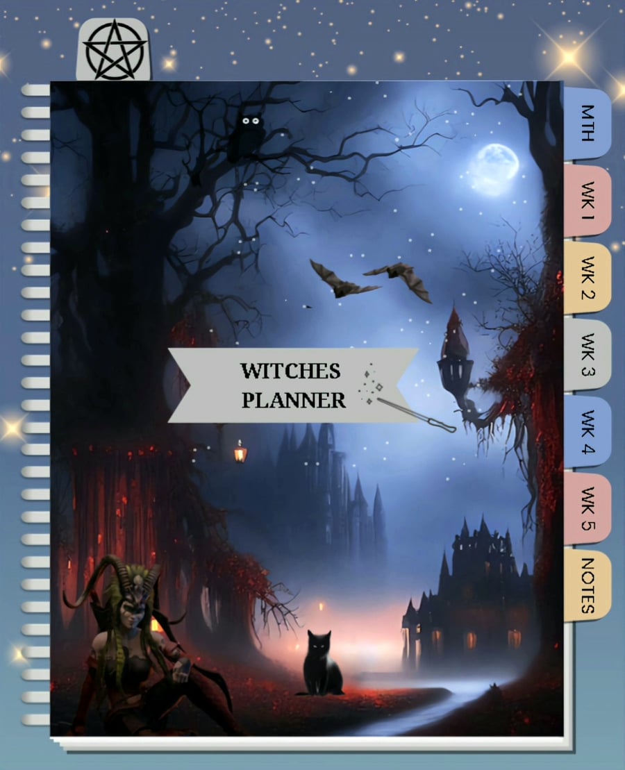 Monthly Digital Planner themed for Witches and ... - Folksy