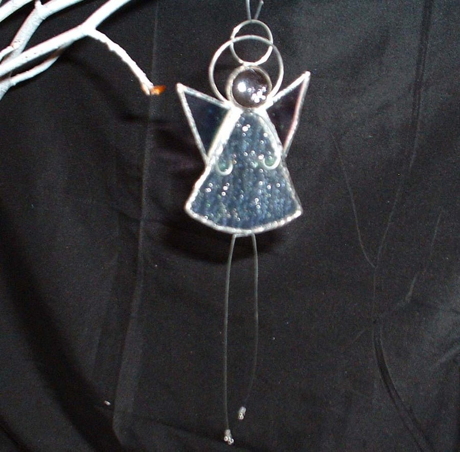 Handmade stained glass angel ornament - clear g... - Folksy