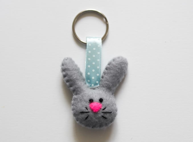 Grey felt rabbit keyring-Birthday gift for a ra... - Folksy