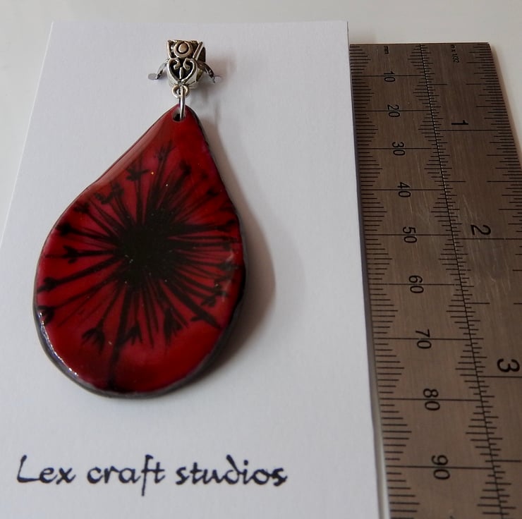 Artisan hand painted dandelion pendant - Folksy
