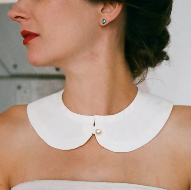 Handmade collar with pearl button - Folksy