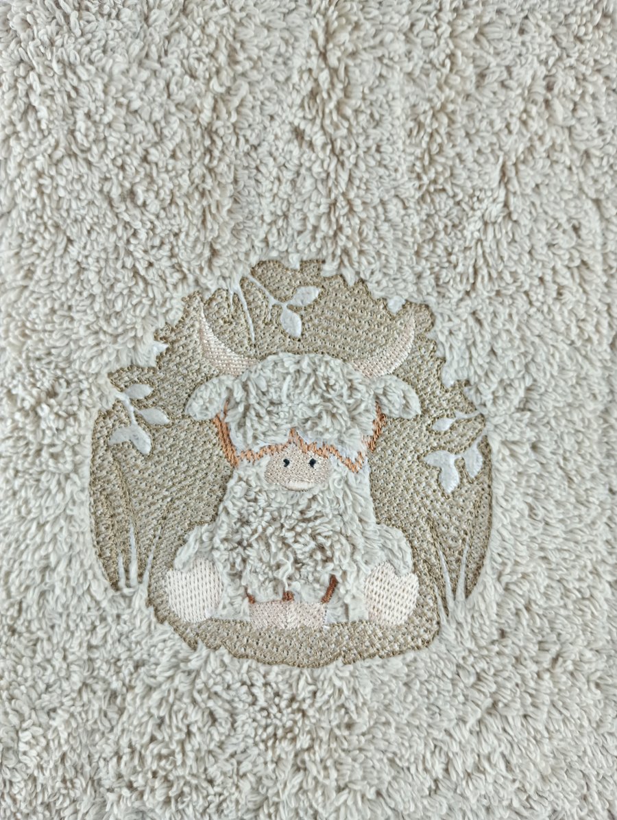Adorable highland cow embossed on a light brown... - Folksy