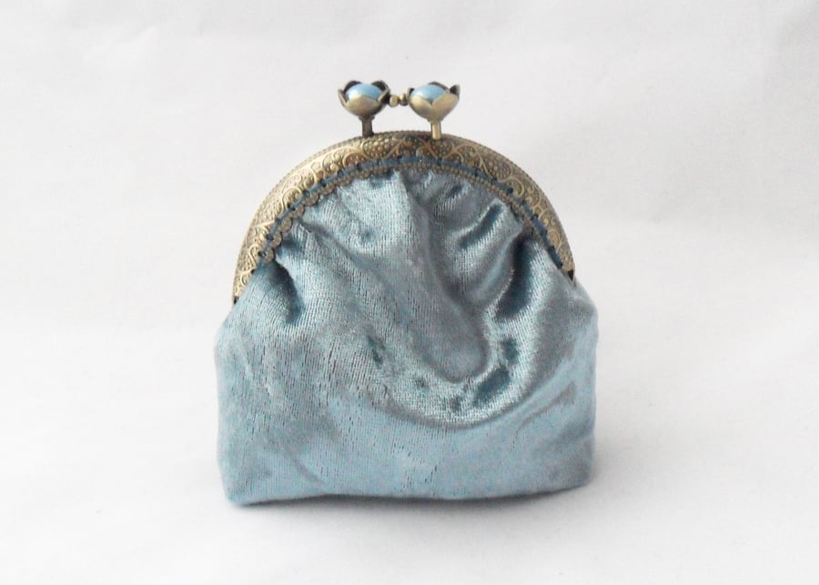 Aqua velvet coin purse - Folksy