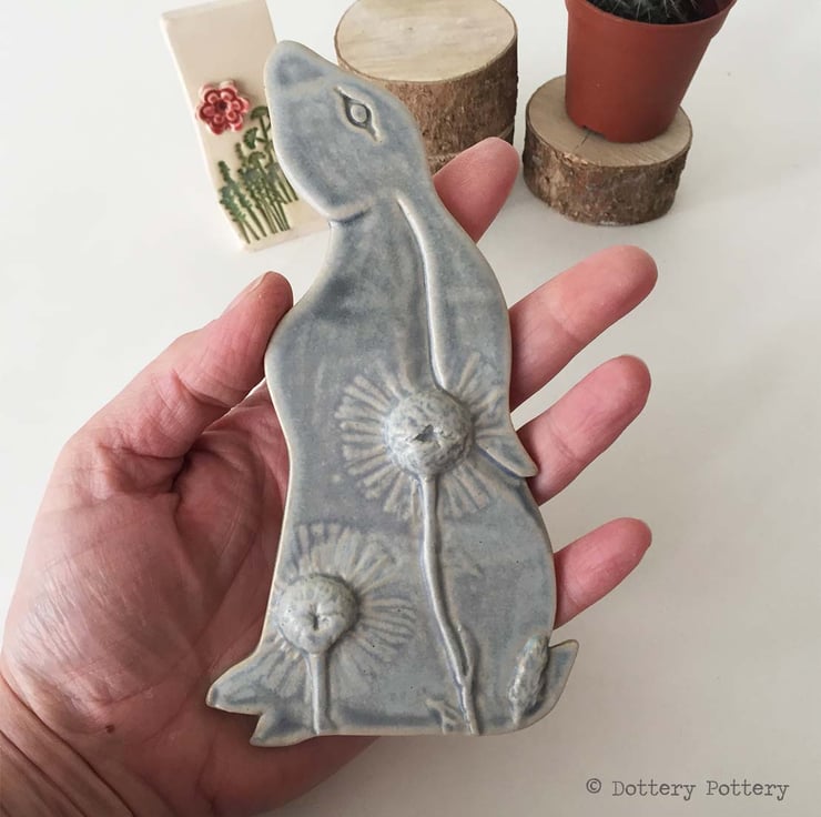 Ceramic Moon Gazing Hare Pottery Hare decoratio... - Folksy