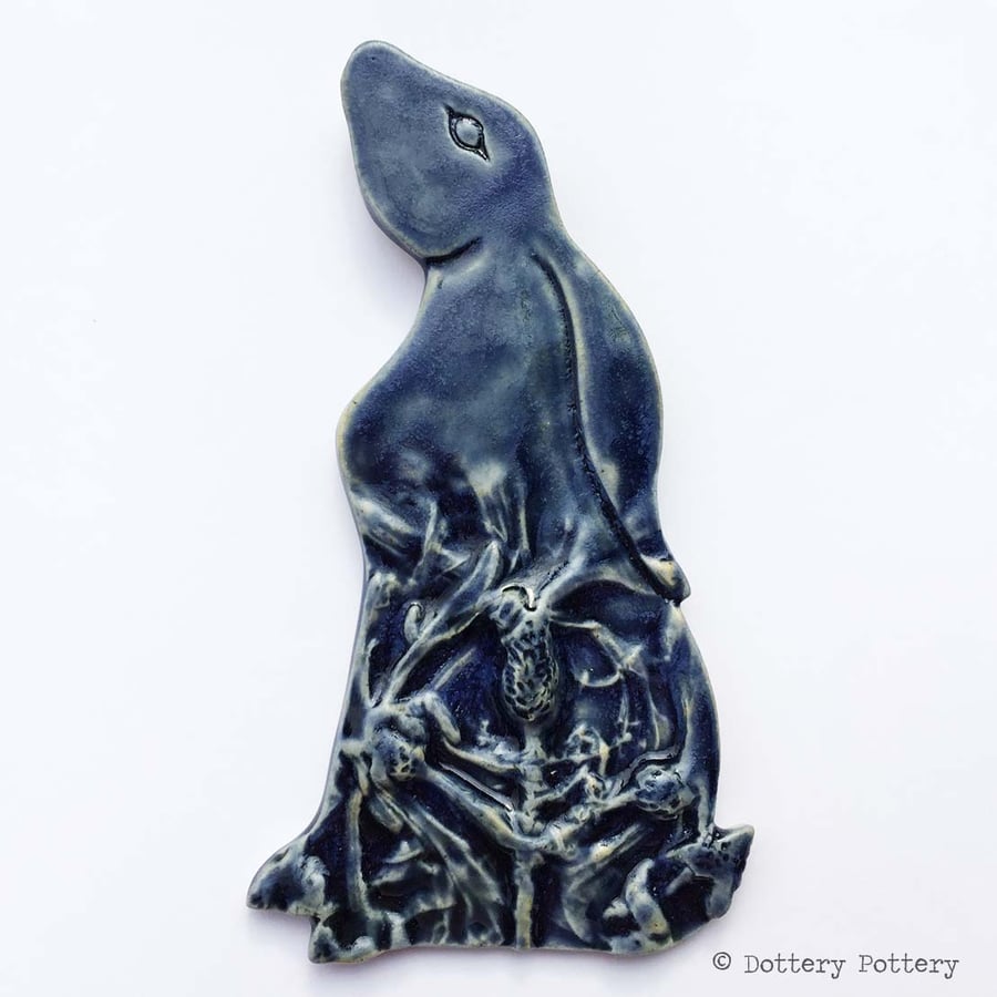 Ceramic Moon Gazing Hare Pottery Hare decoratio... - Folksy