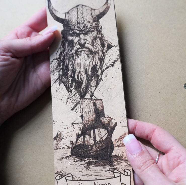 Viking Theme Leather Bookmark with free Persona... - Folksy