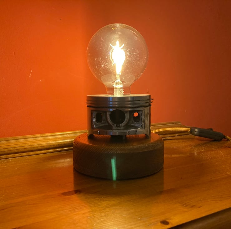 Decorative Table Lamp, Upcycled 400cc Quad Piston - Folksy