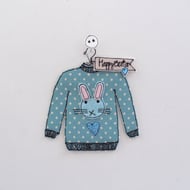 Miniature Blue Bunny Jumper - Happy Easter - Folksy