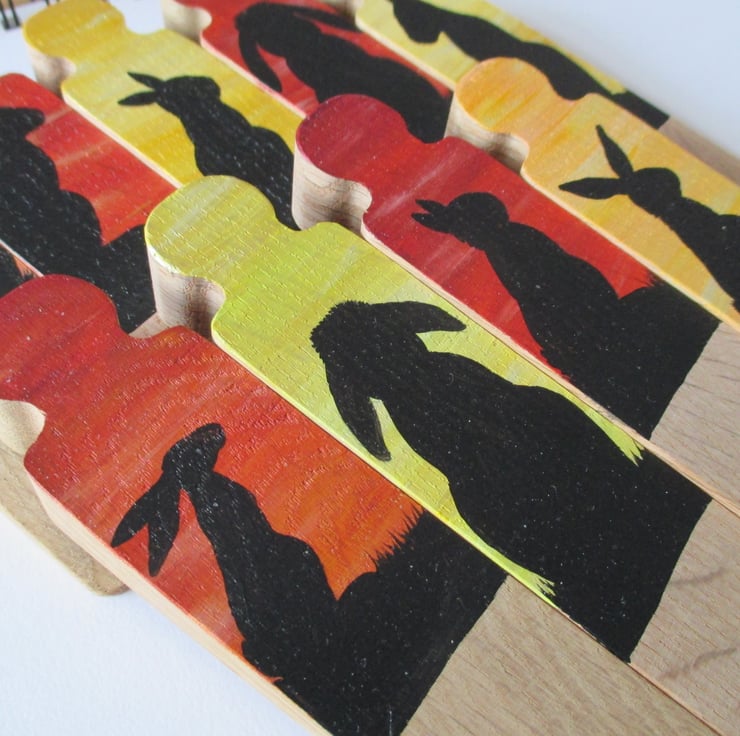 Bunny Rabbit Door Stop Wedge Wooden Hand Painted - Folksy