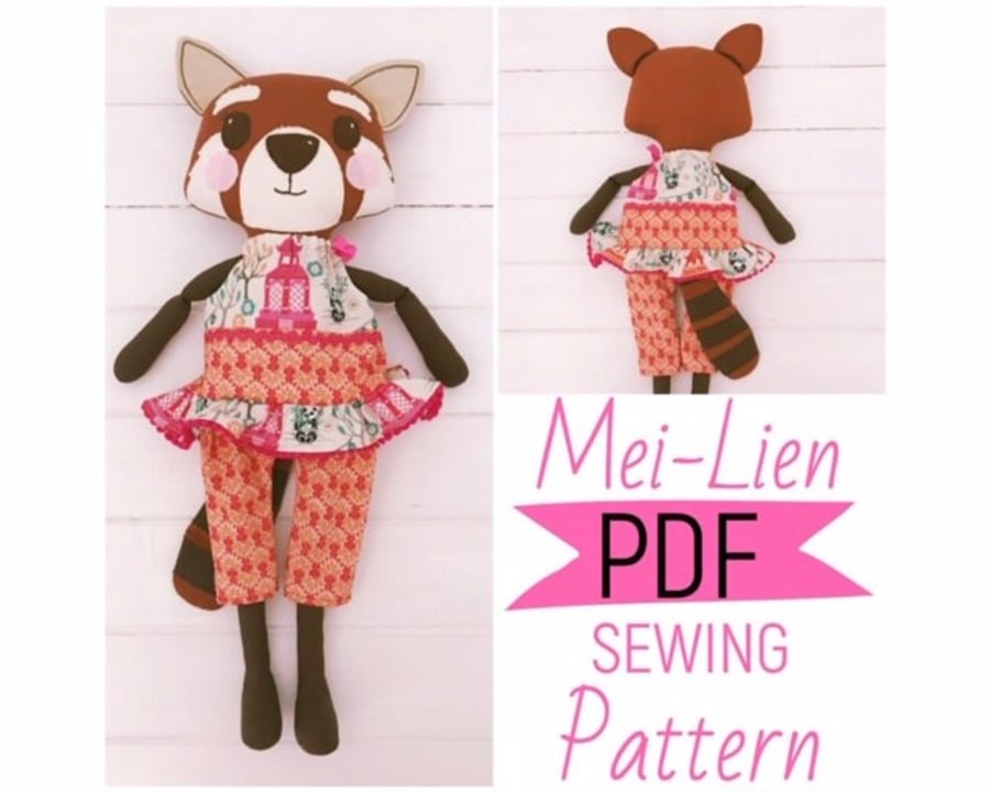 Digital PDF Sewing Pattern for Red Panda Doll '... - Folksy