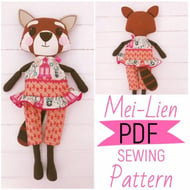 Digital PDF Sewing Pattern for Red Panda Doll '... - Folksy