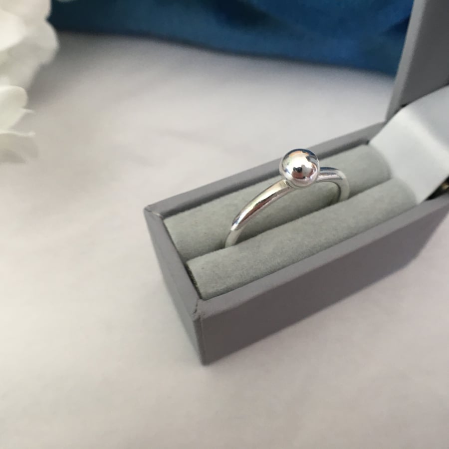 Stacking Eco Sterling Silver Ball Ring - Folksy