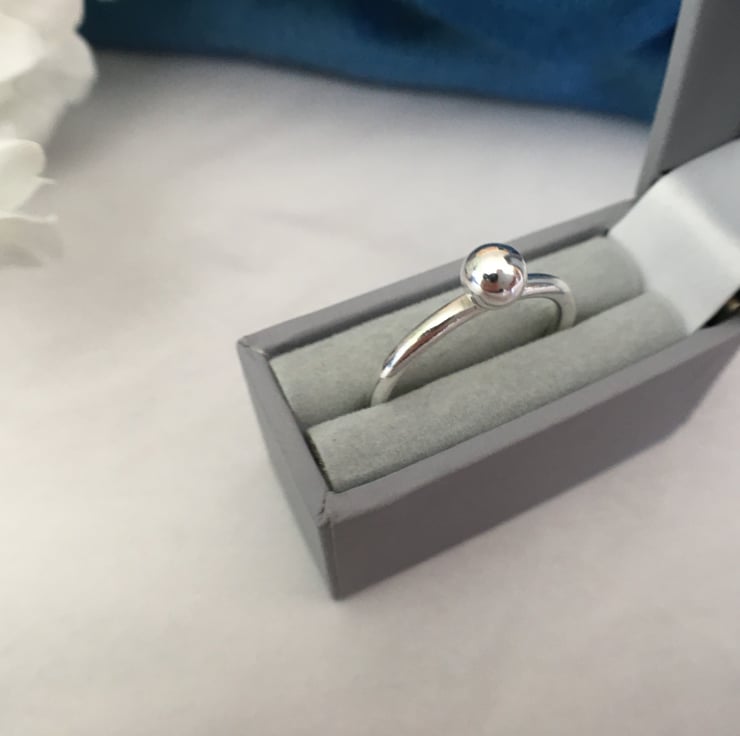 Stacking Eco Sterling Silver Ball Ring - Folksy