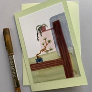 Hand painted greetings card Oriental Houseplants - Folksy
