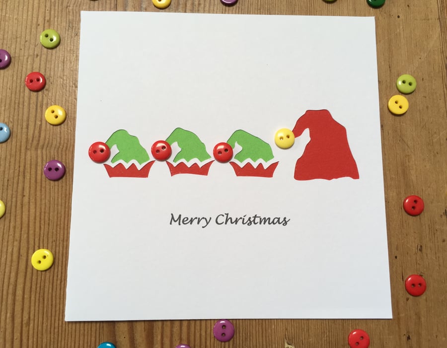 Christmas Card - Santa and his elves - Folksy