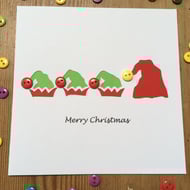 Christmas Card - Santa and his elves - Folksy