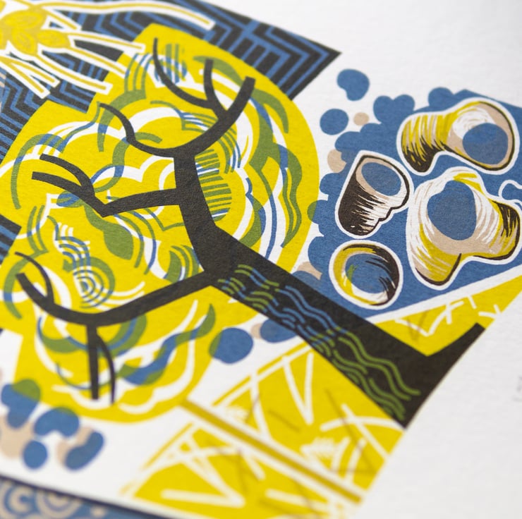 Majestic Hare hand pulled screen print, wheat f... - Folksy