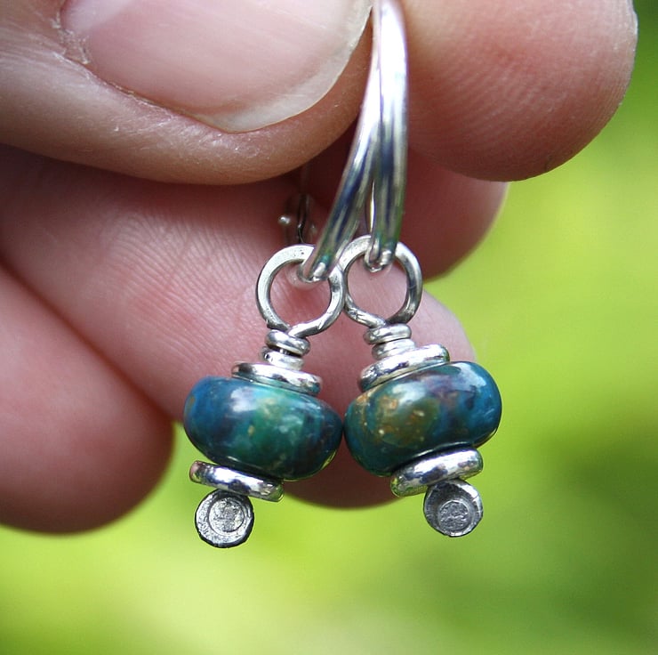 Peruvian opal sterling silver earrings - Folksy