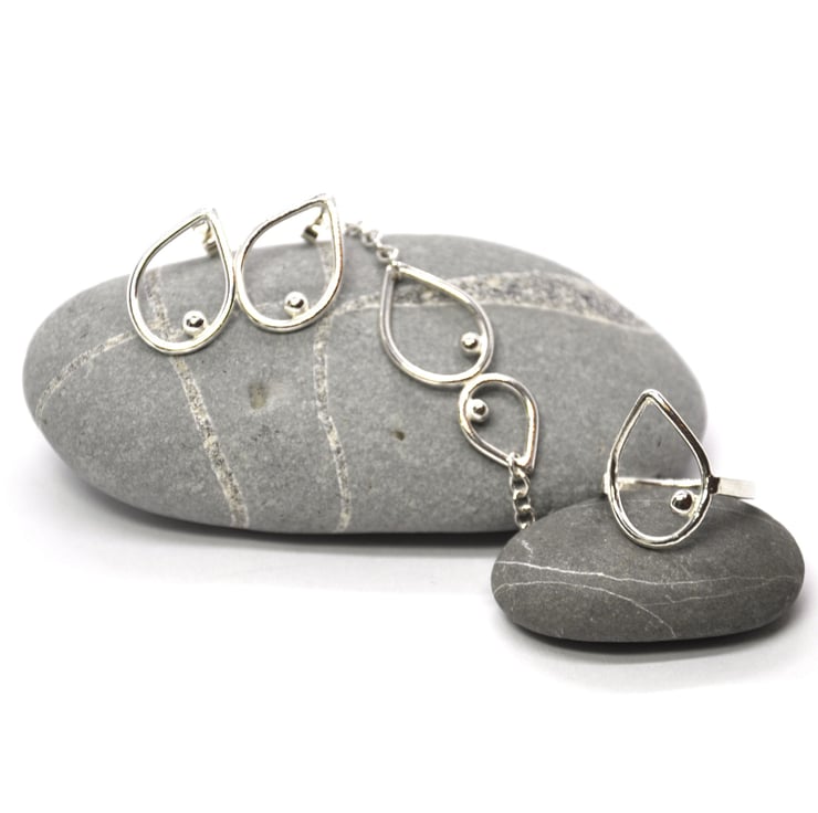 Silver open teardrop ring - Folksy