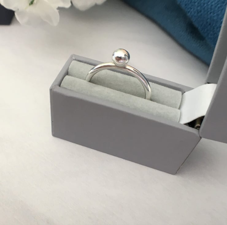 Stacking Eco Sterling Silver Ball Ring - Folksy