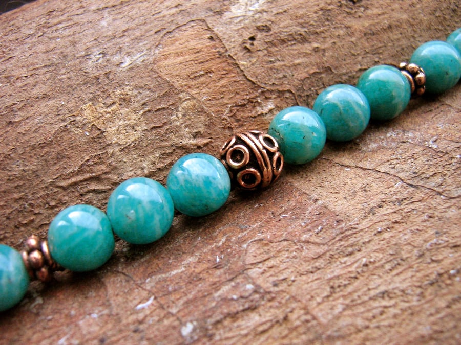 Amazonite and Copper Bracelet - Folksy