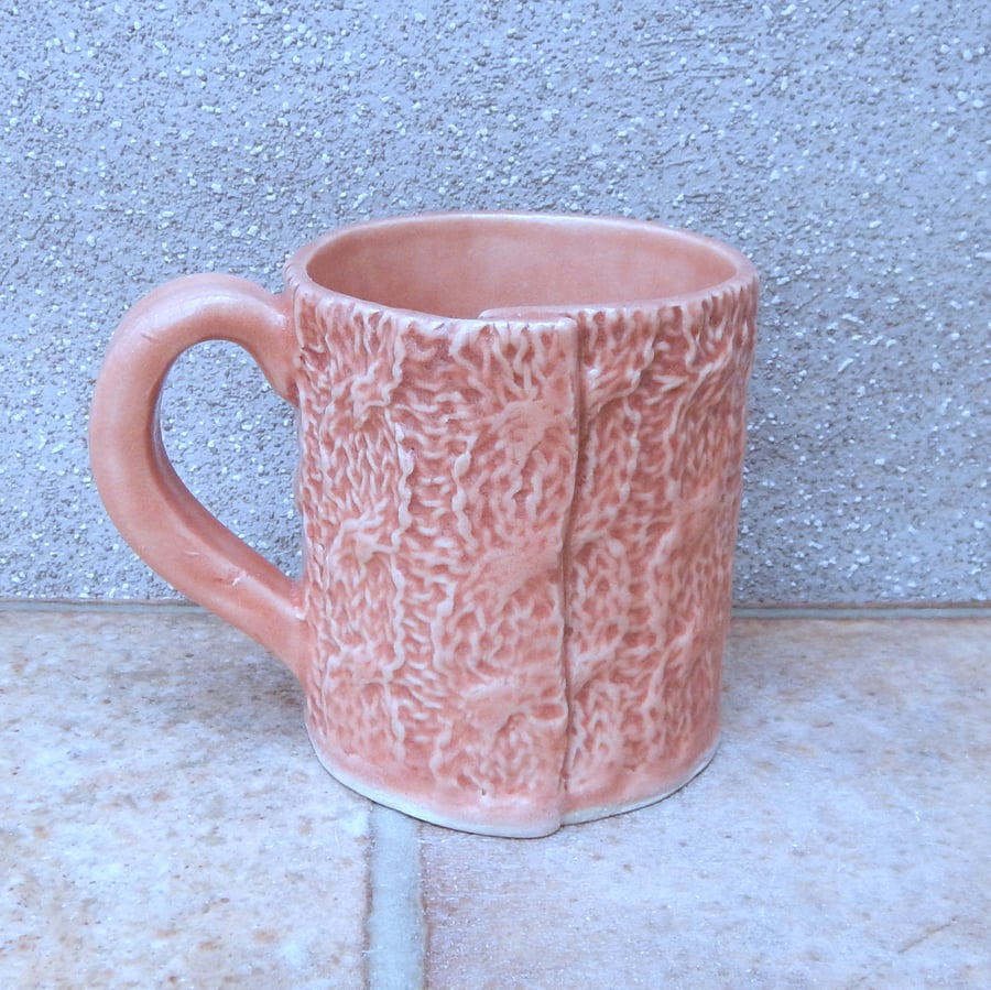 Knitted mug coffee tea cup stoneware ceramic po... - Folksy