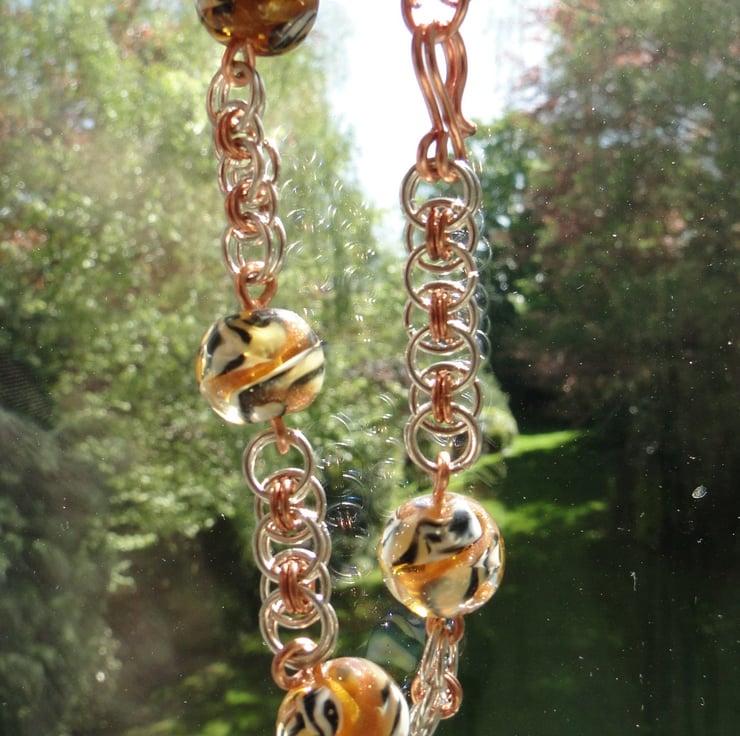 Copper and silver chainmaille bracelet Tig... - Folksy