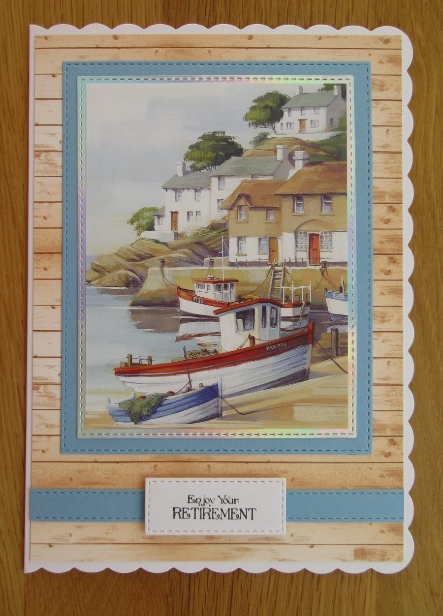 Fishing Village - Retirement Card A5 - Folksy