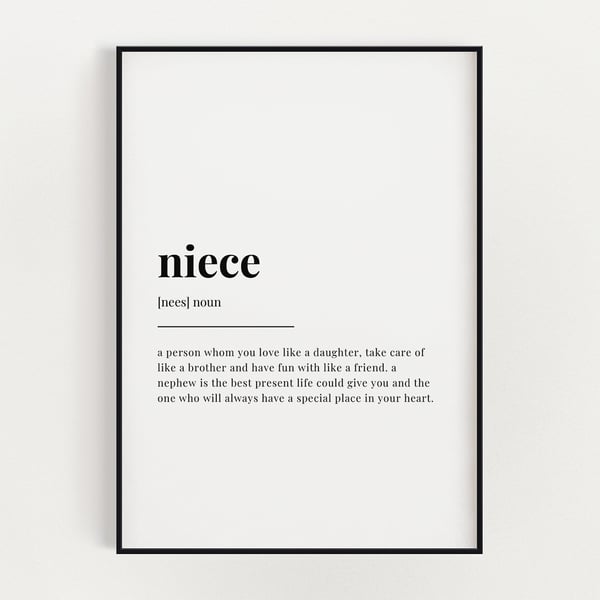 NIECE DEFINITION PRINT, Quote Wall Art, Gift Fo... - Folksy