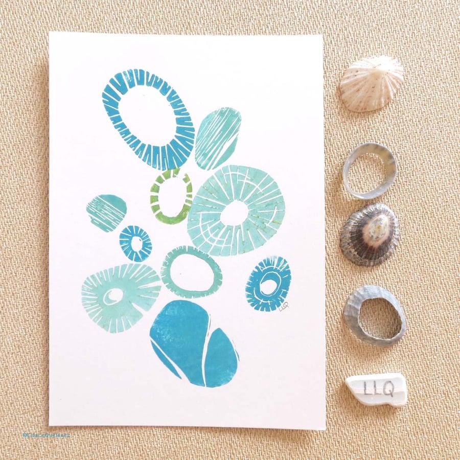 Original modern, contemporary monoprint of shel... - Folksy