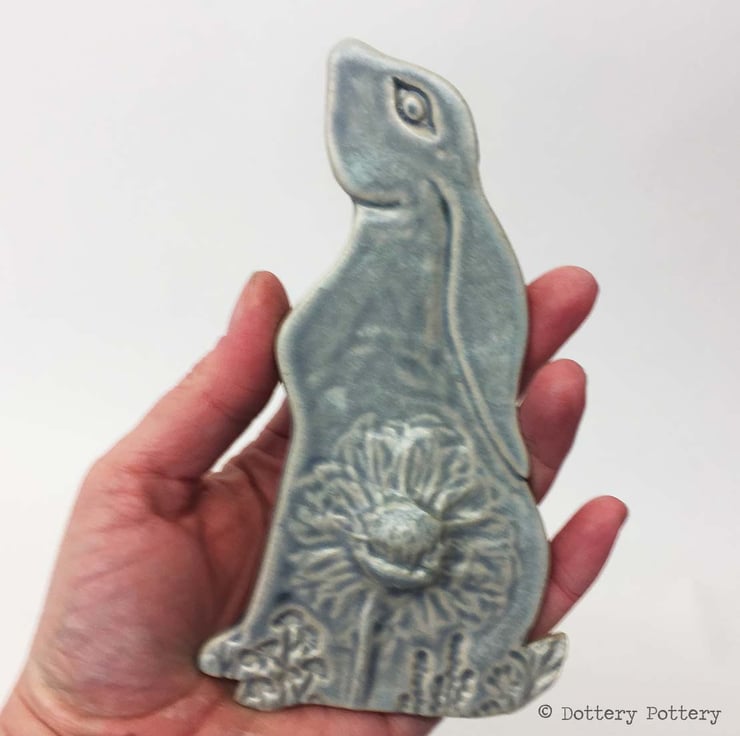 Ceramic Moon Gazing Hare Pottery Hare decoratio... - Folksy