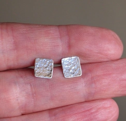 Square Stud Earrings - Sterling silver - Folksy