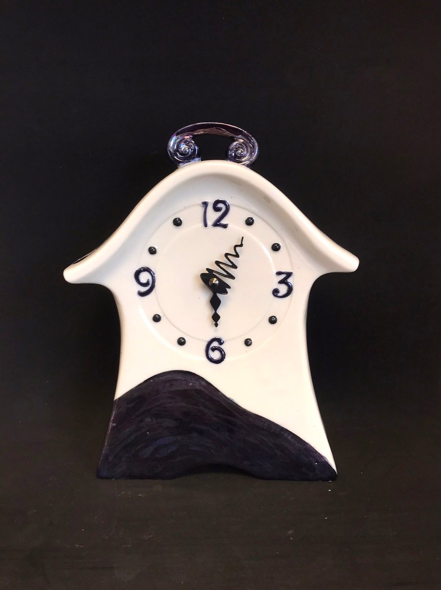 Whimsical Purple Porcelain Clock - Folksy