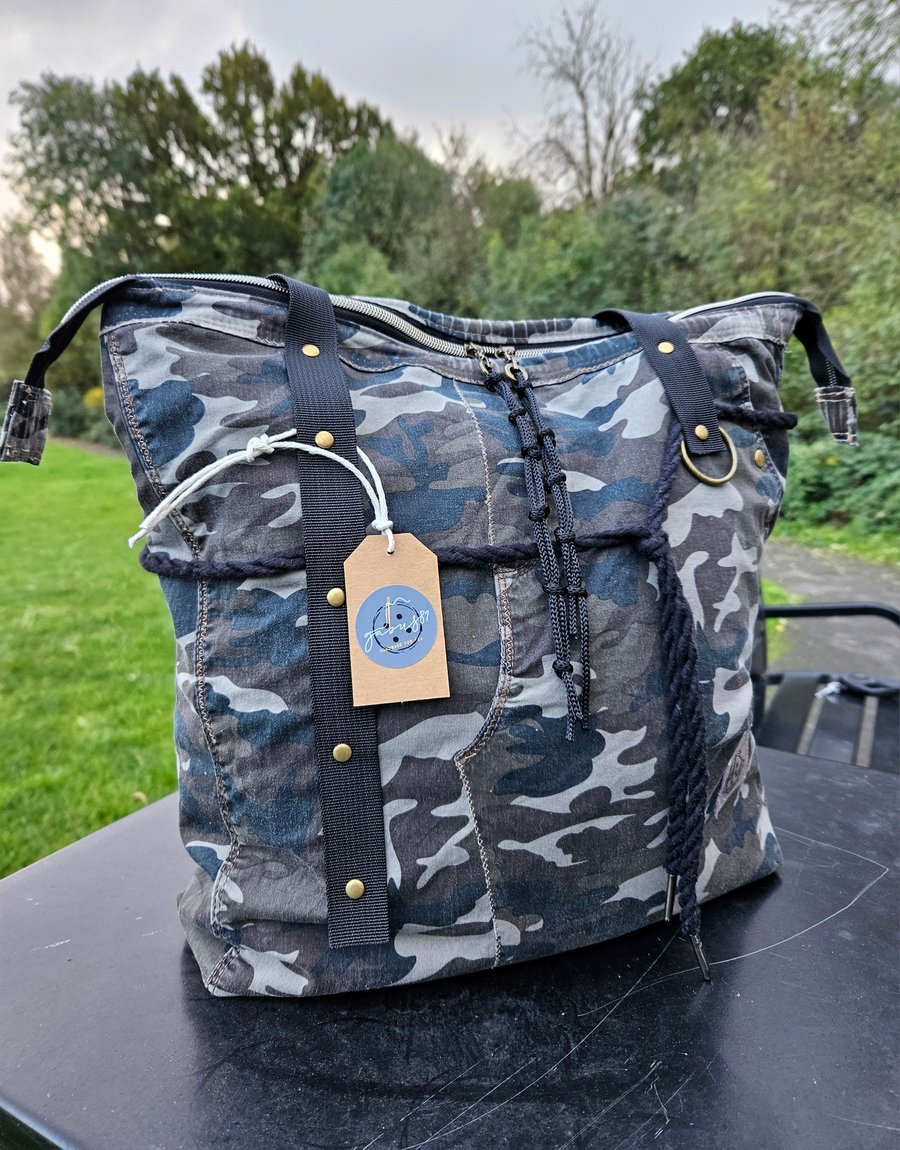 Camo tote bag, sustainable handbag, everyday bag - Folksy