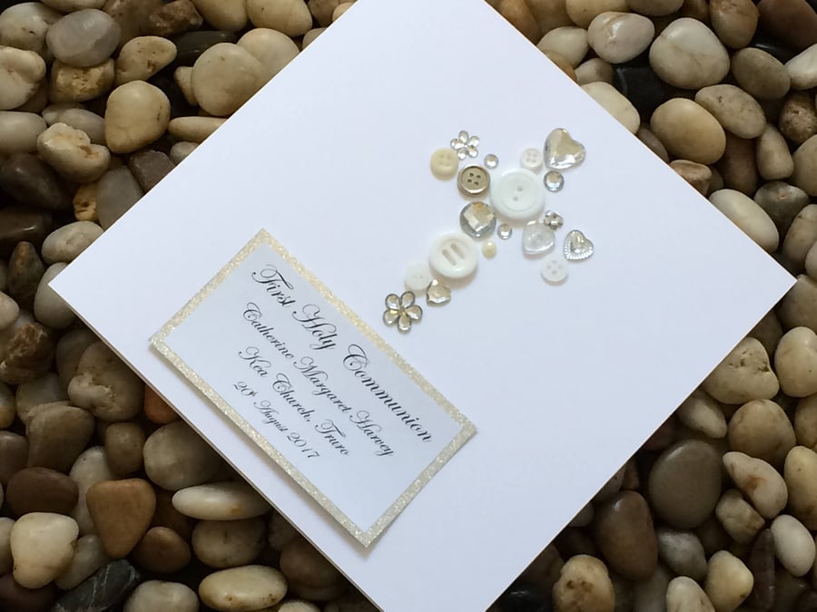 Personalised Holy Communion Card, Christian Cross - Folksy