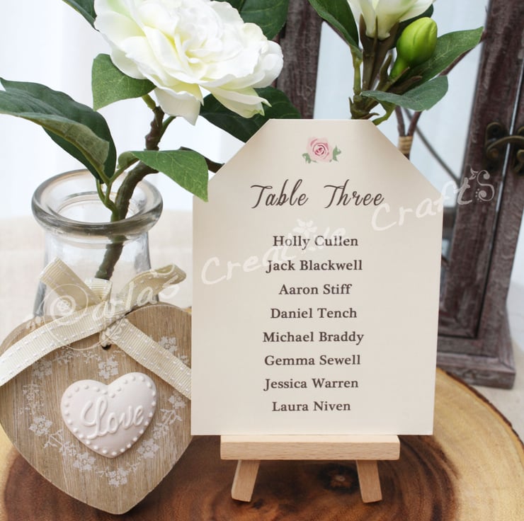 Personalised wedding table plan individual card... - Folksy