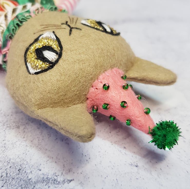 Festive Mink Cat Art Doll - Folksy