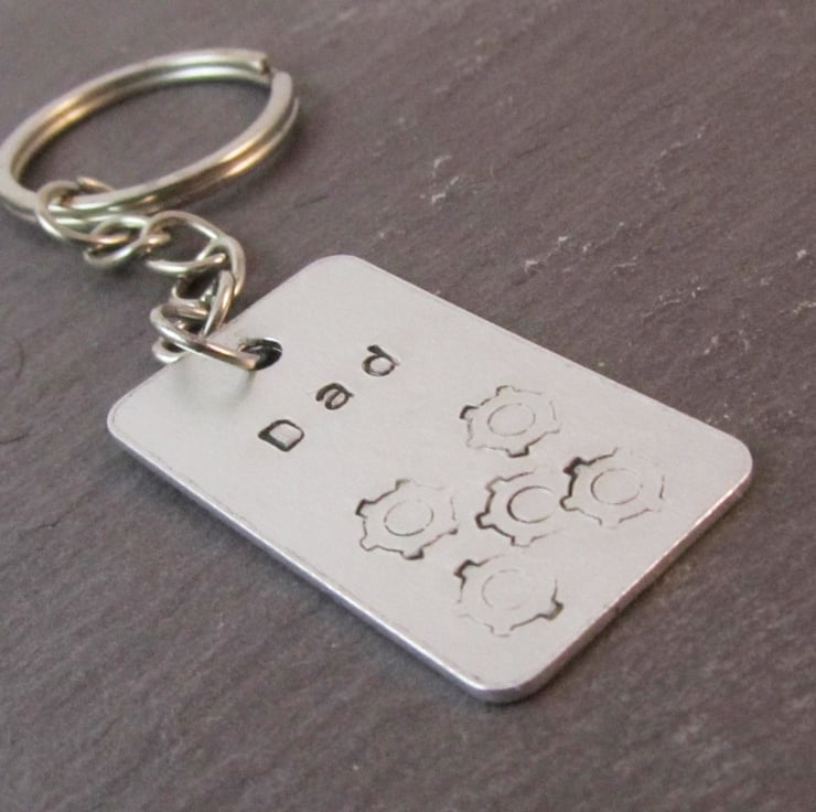 Dad Gears Keyring, Dad Steampunk Keyring, Hand ... - Folksy