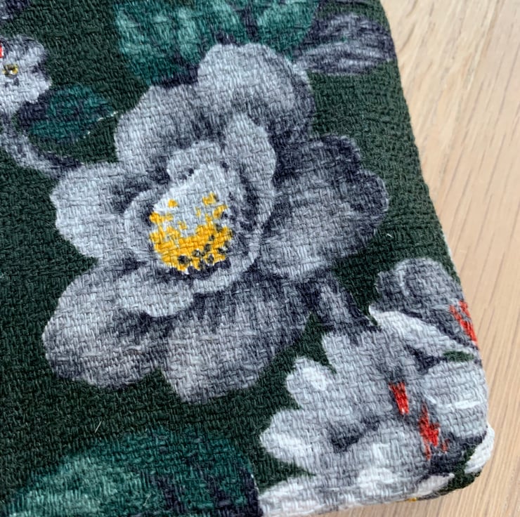 Vintage barkcloth green floral coin purse - Folksy