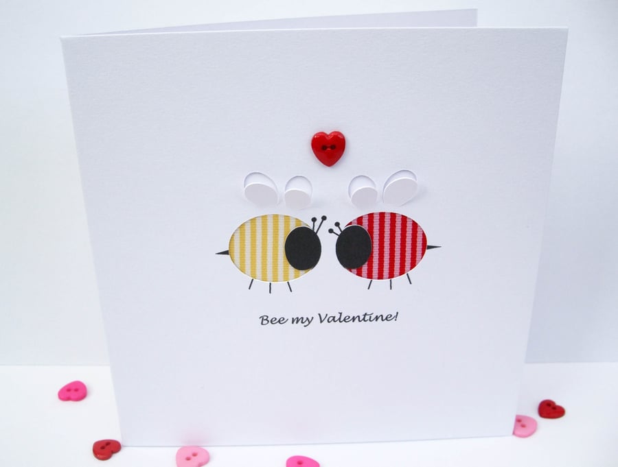 Valentine's Day Card - Bee my Valentine! - Folksy