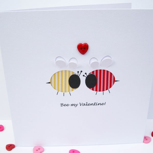 Valentine's Day Card - Bee my Valentine! - Folksy