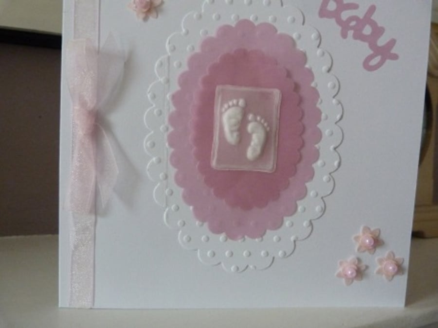 Tiny Feet New Baby Girl Card - Folksy
