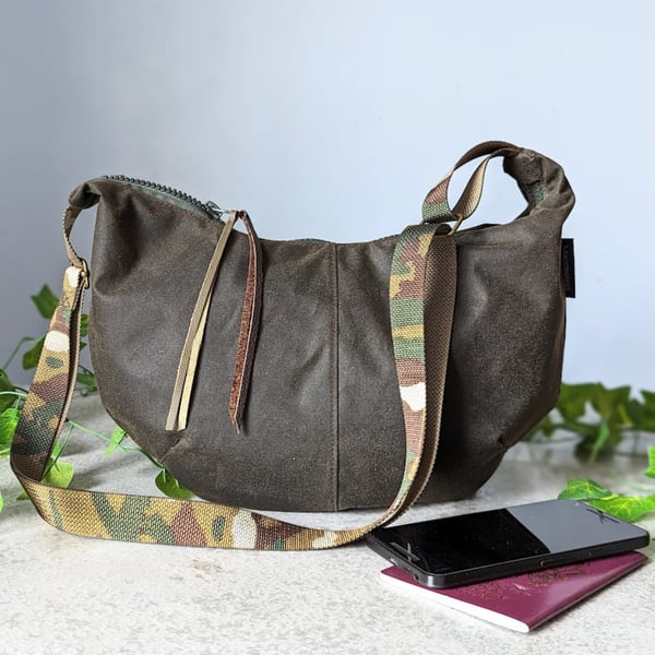 Waxed Cotton Canvas Sling or Dumpling Bag with ... - Folksy
