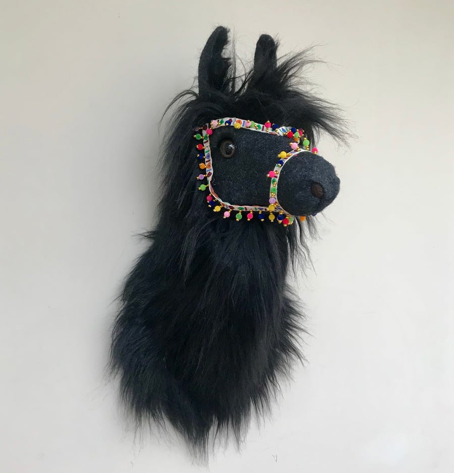 Handmade fauxidermy black Llama Lama Alpaca wal... - Folksy