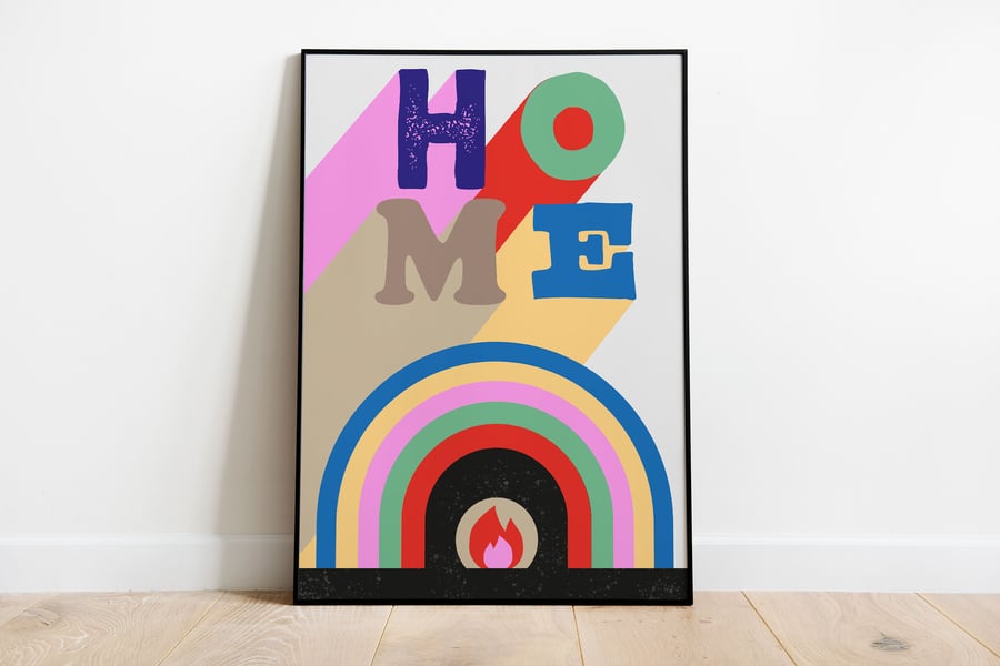 Home Illustration style Pop Art Print, Bright R... - Folksy