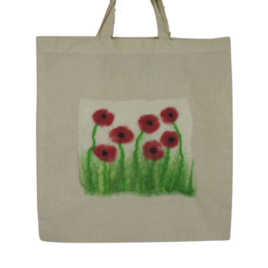 White poppy shopping, tote bag - Folksy