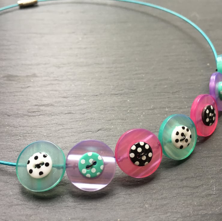 Button Necklace Layered Button Choker - Folksy