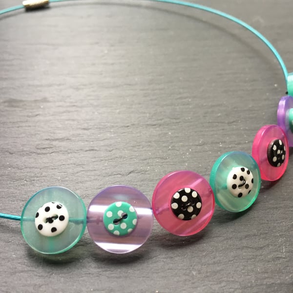 Button Necklace Layered Button Choker - Folksy