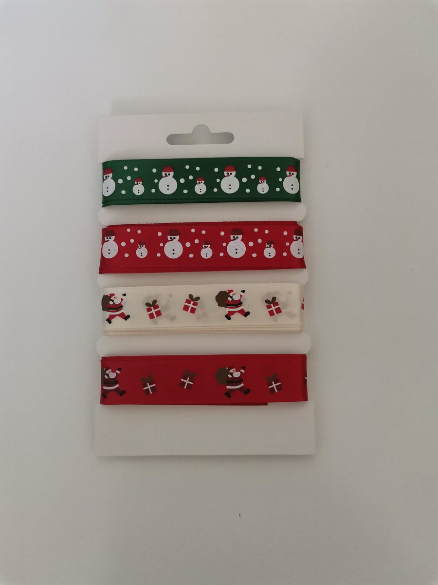 Pack of Christmas Ribbon, 2m x 15mm 4 Designs - Folksy